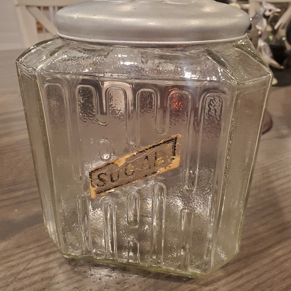 Vintage America | Kitchen | Large Glass Hoosier Canister Sugar Jar ...